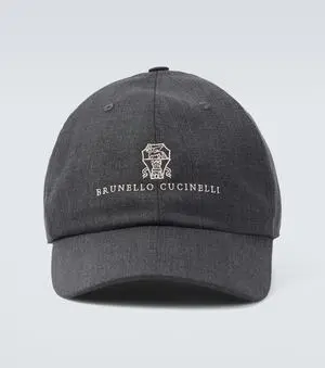 Brunello Cucinelli Logo Virgin Wool Baseball Cap - Grey