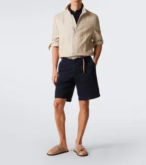 Brunello Cucinelli Suede Open Toe Slides - Beige
