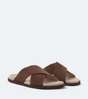 Brunello Cucinelli Suede Slides - Brown