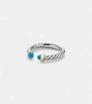 David Yurman Petite Cable Ring With Turquoises - Silver