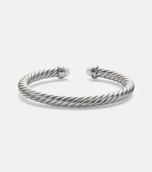 David Yurman Cable Flex® Sterling Bracelet With Diamonds And Pearls - Silver