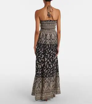 Veronica Beard Ayanna Paisley Shirred Maxi Dress - Black