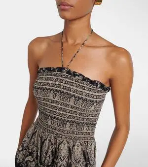 Veronica Beard Ayanna Paisley Shirred Maxi Dress - Black