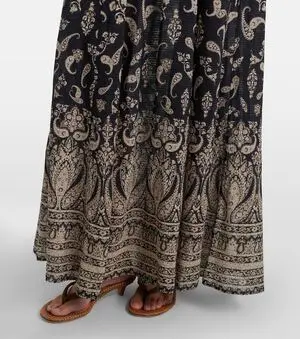 Veronica Beard Ayanna Paisley Shirred Maxi Dress - Black