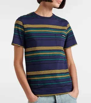 Miu Miu Striped Cotton Jersey T-shirt - Blue