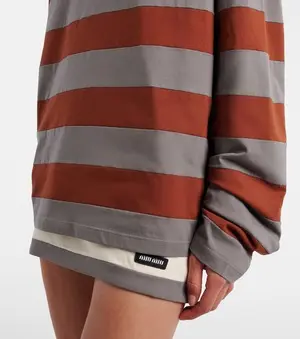 Miu Miu Striped Cotton Jersey T-shirt - Brown