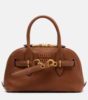 Miu Miu Leather Tote Bag - Brown