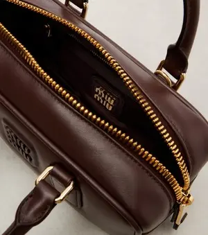 Miu Miu Arcadie Leather Tote Bag - Brown