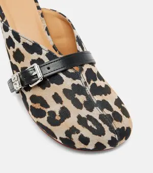 GANNI Sue Printed Denim Mules - Brown
