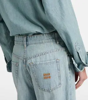 Miu Miu Chambray Wide-leg Jeans