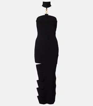 Balmain Cutout Ribbed-knit Gown