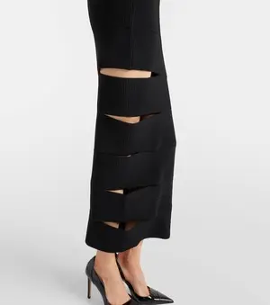 Balmain Cutout Ribbed-knit Gown