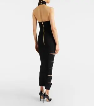 Balmain Cutout Ribbed-knit Gown