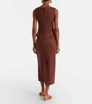 Posse Sabine Linen Pencil Skirt - Brown