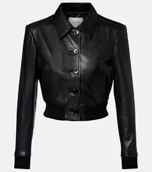 Dorothee Schumacher Sleek Cropped Leather Blouson Jacket - Black