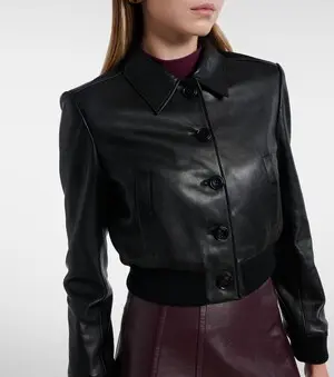 Dorothee Schumacher Sleek Statement Cropped Leather Blouson Jacket