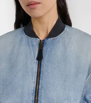 Balenciaga Cropped Denim Bomber Jacket