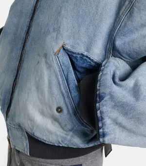 Balenciaga Cropped Denim Bomber Jacket