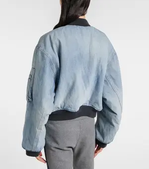 Balenciaga Cropped Denim Bomber Jacket