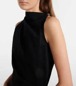 Alexander McQueen Draped Cotton Minidress - Black