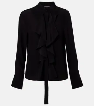 Alexander McQueen Ruffled Silk Blouse - Black