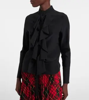 Alexander McQueen Ruffled Silk Blouse - Black