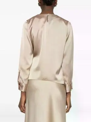 BLANCA VITA Knot-detail Asymmetric Blouse - Neutrals