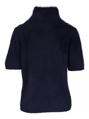LISA YANG Short-sleeve Mock Neck Sweater - Blue