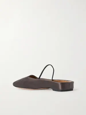 Calvin Klein Kate Satin Slingback Flats - Brown