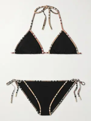 Burberry Checked-piped Triangle Bikini - Black