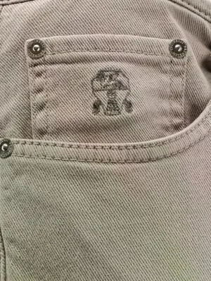 Brunello Cucinelli Five-pocket Embroidered Trousers - Neutrals