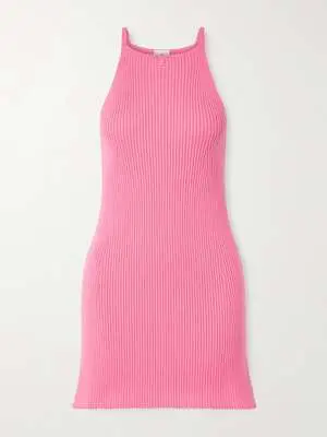 COURREGES Ribbed-knit Mini Dress - Bright Pink