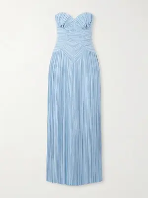 Cult Gaia Ashika Pleated-satin Gown - Blue