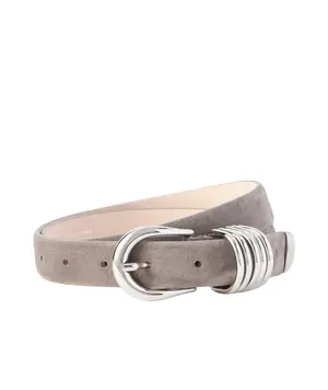 DEHANCHE Déhanche Hollyhock Suede Waist Belt With Silver-Tone Buckle Gray