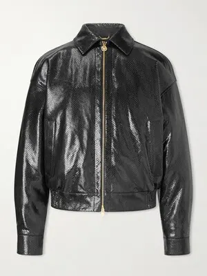 Versace Padded Snake-effect Leather Blouson Jacket