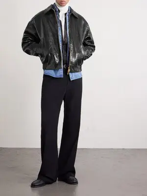 Versace Padded Snake-effect Leather Blouson Jacket