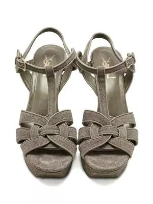 Saint Laurent Tribute Heeled Sandals - Grey
