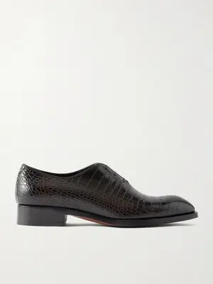 TOM FORD Elkan Croc-effect Leather Oxford Shoes - Brown