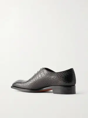 TOM FORD Elkan Croc-effect Leather Oxford Shoes - Brown
