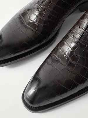 TOM FORD Elkan Croc-effect Leather Oxford Shoes - Brown