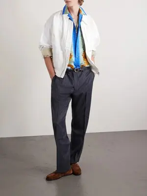Versace Camp-collar Printed Silk-twill Shirt