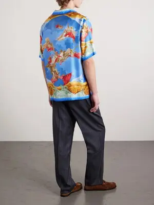 Versace Camp-collar Printed Silk-twill Shirt