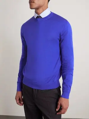 TOM FORD Silk Crewneck Sweater - Blue