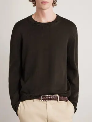 TOM FORD Cotton And Silk-blend Crewneck Sweater - Brown