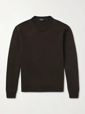 TOM FORD Cotton And Silk-blend Crewneck Sweater - Brown