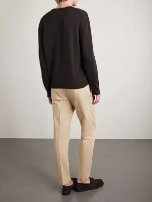 TOM FORD Cotton And Silk-blend Crewneck Sweater - Brown