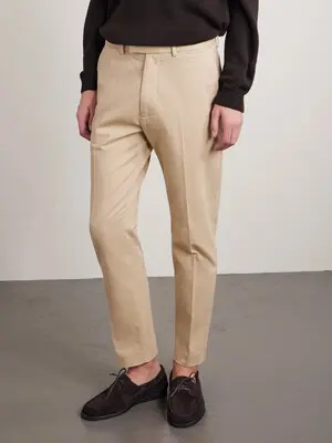 TOM FORD Straight-leg Cotton-drill Trousers - Neutrals