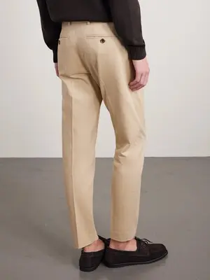 TOM FORD Straight-leg Cotton-drill Trousers - Neutrals