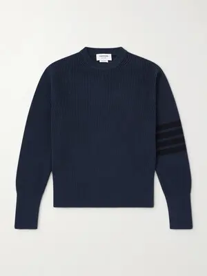Thom Browne Slim-fit Striped Cotton Sweater - Blue