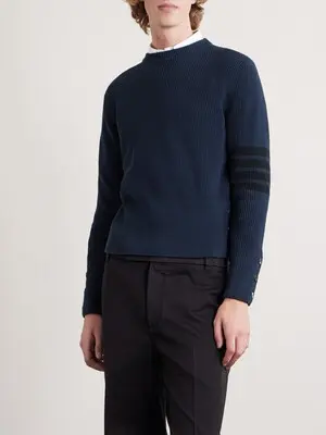 Thom Browne Slim-fit Striped Cotton Sweater - Blue